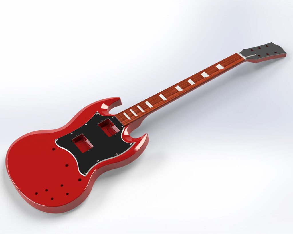 SG Standard Batwing Pickguard 3D CAD Plans - Lonely Star Guitars