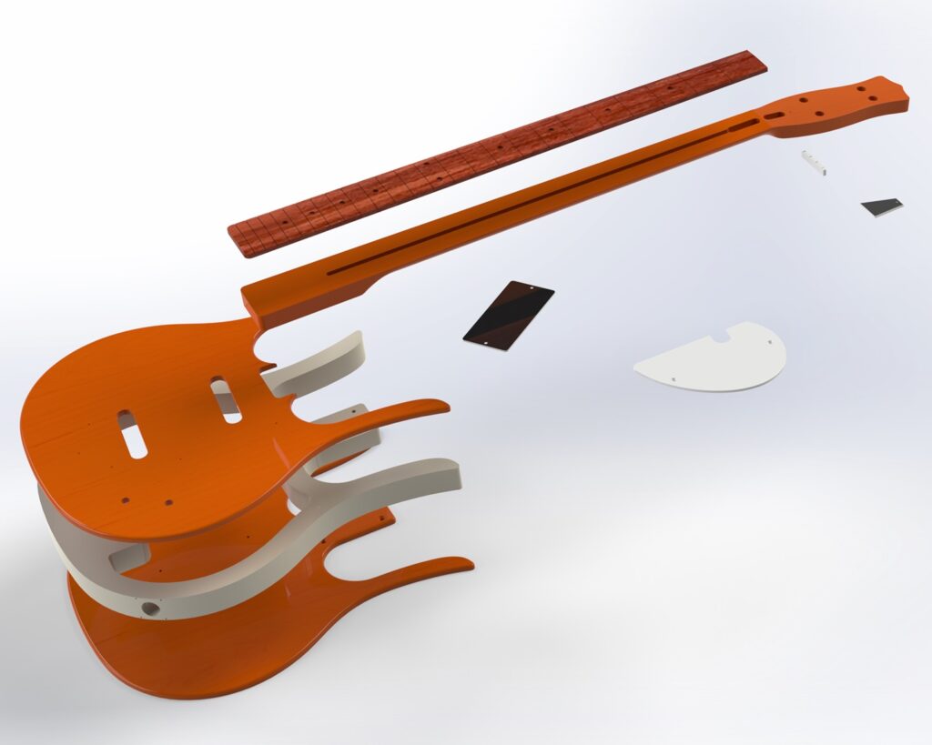 Danelectro Longhorn Bass 3D CAD Model Plans - Lonely Star Guitars